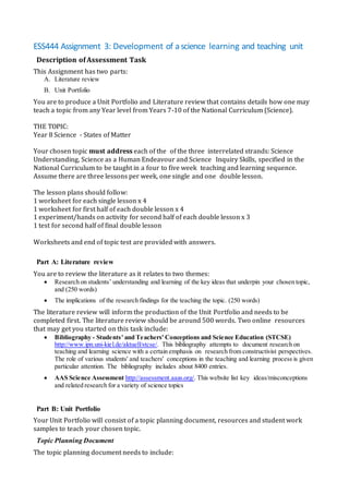 Development of a science learning and teaching unit | PDF