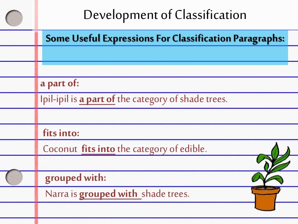 Paragraph Development by Classification