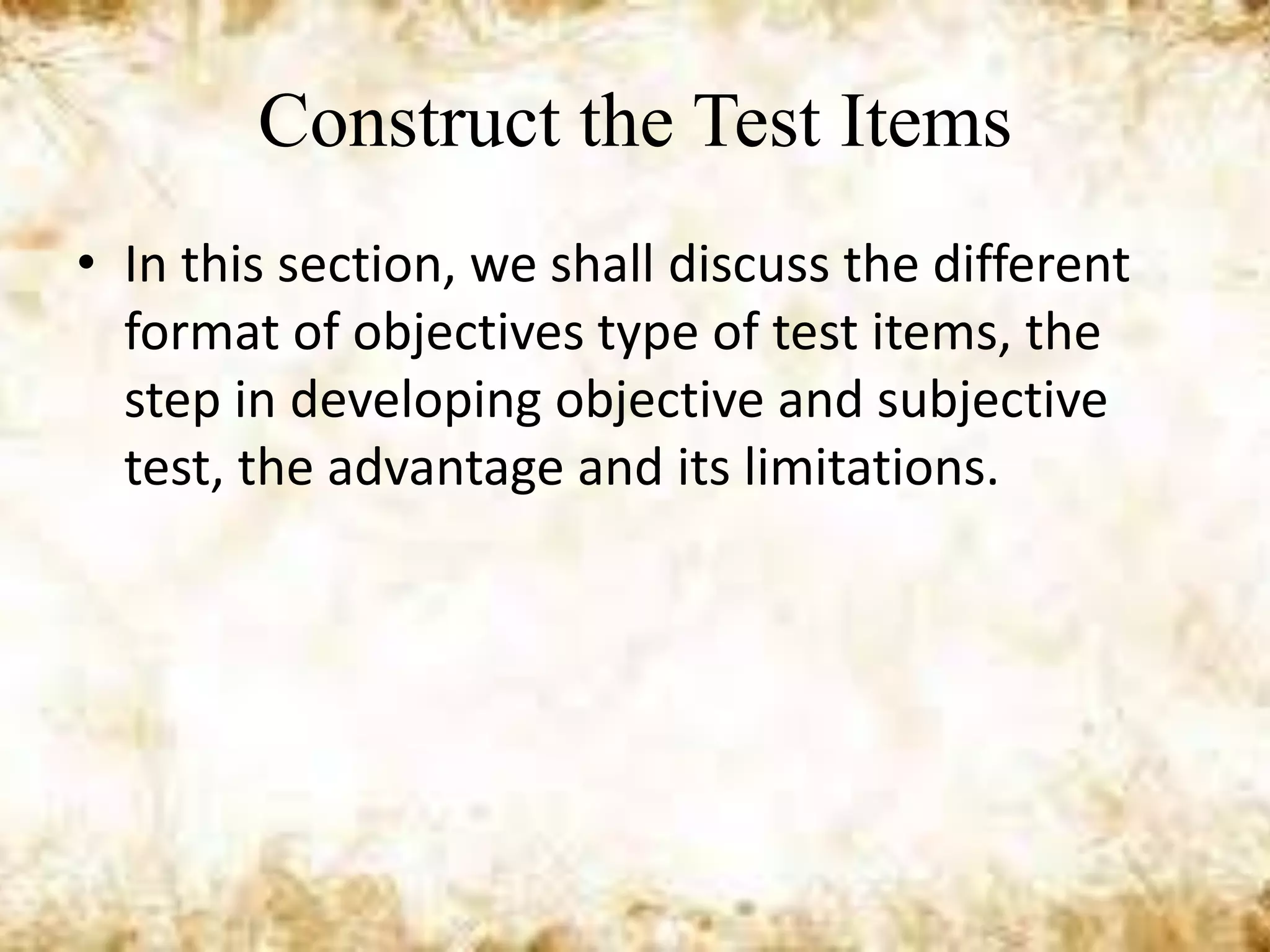 Development of classroom assessment tools | PPTX