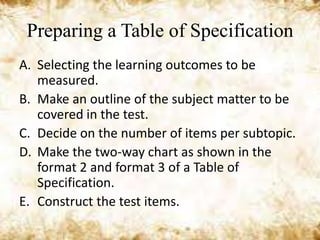 Development of classroom assessment tools | PPTX