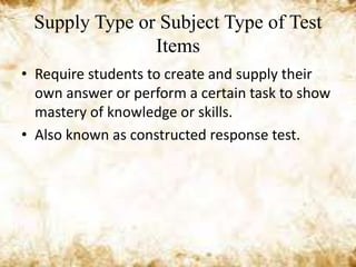 Development of classroom assessment tools | PPTX