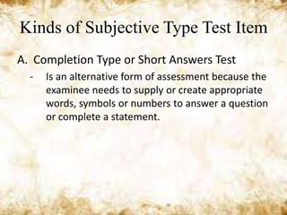 Development of classroom assessment tools | PPTX