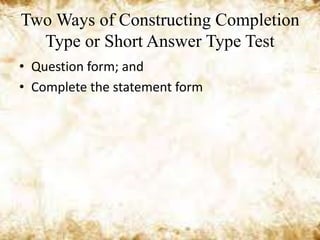 Development of classroom assessment tools | PPTX
