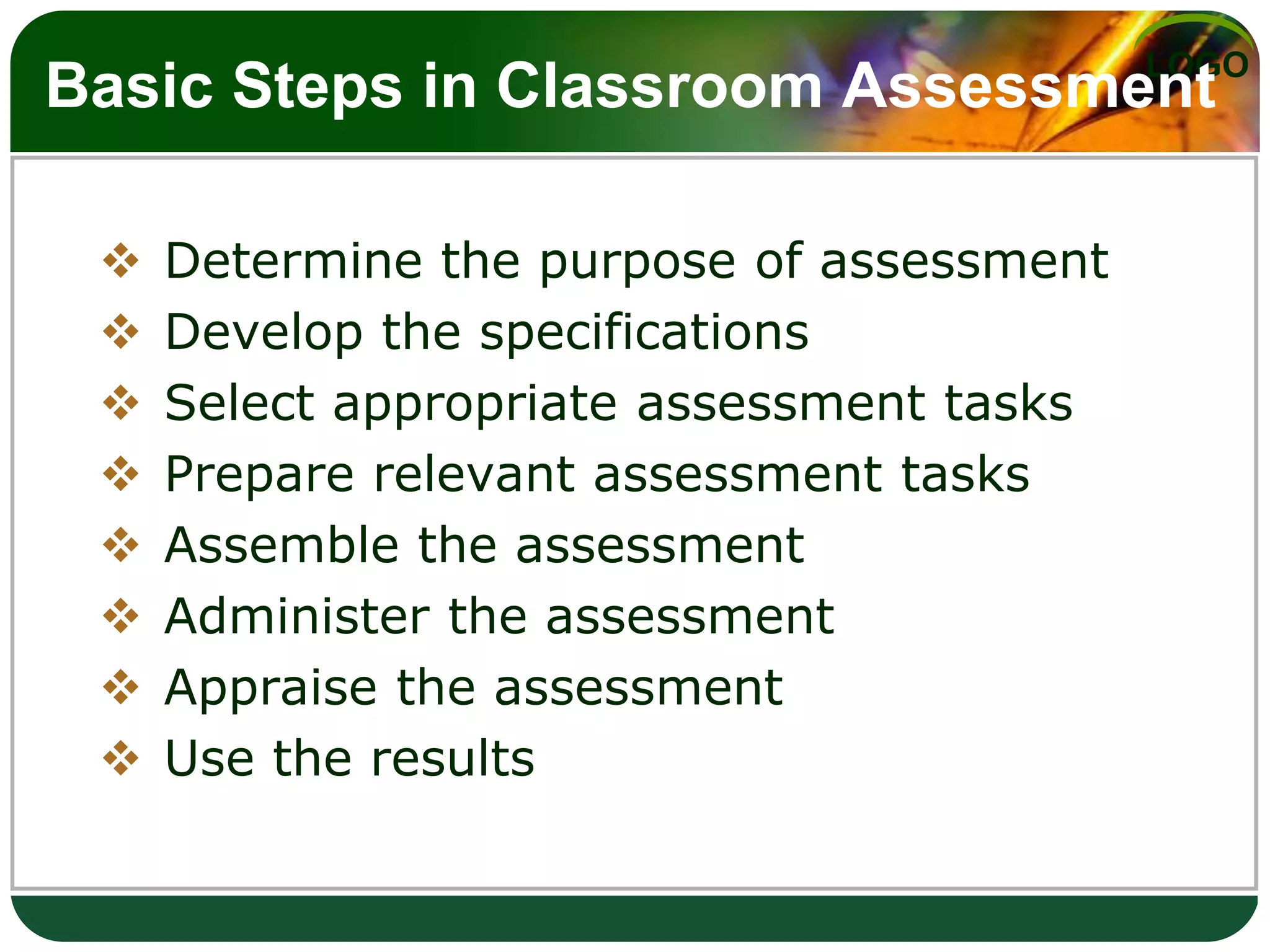 Development of classroom assessment tools | PPTX