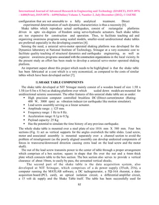 Development of economized shaking platforms for seismic testing of ...