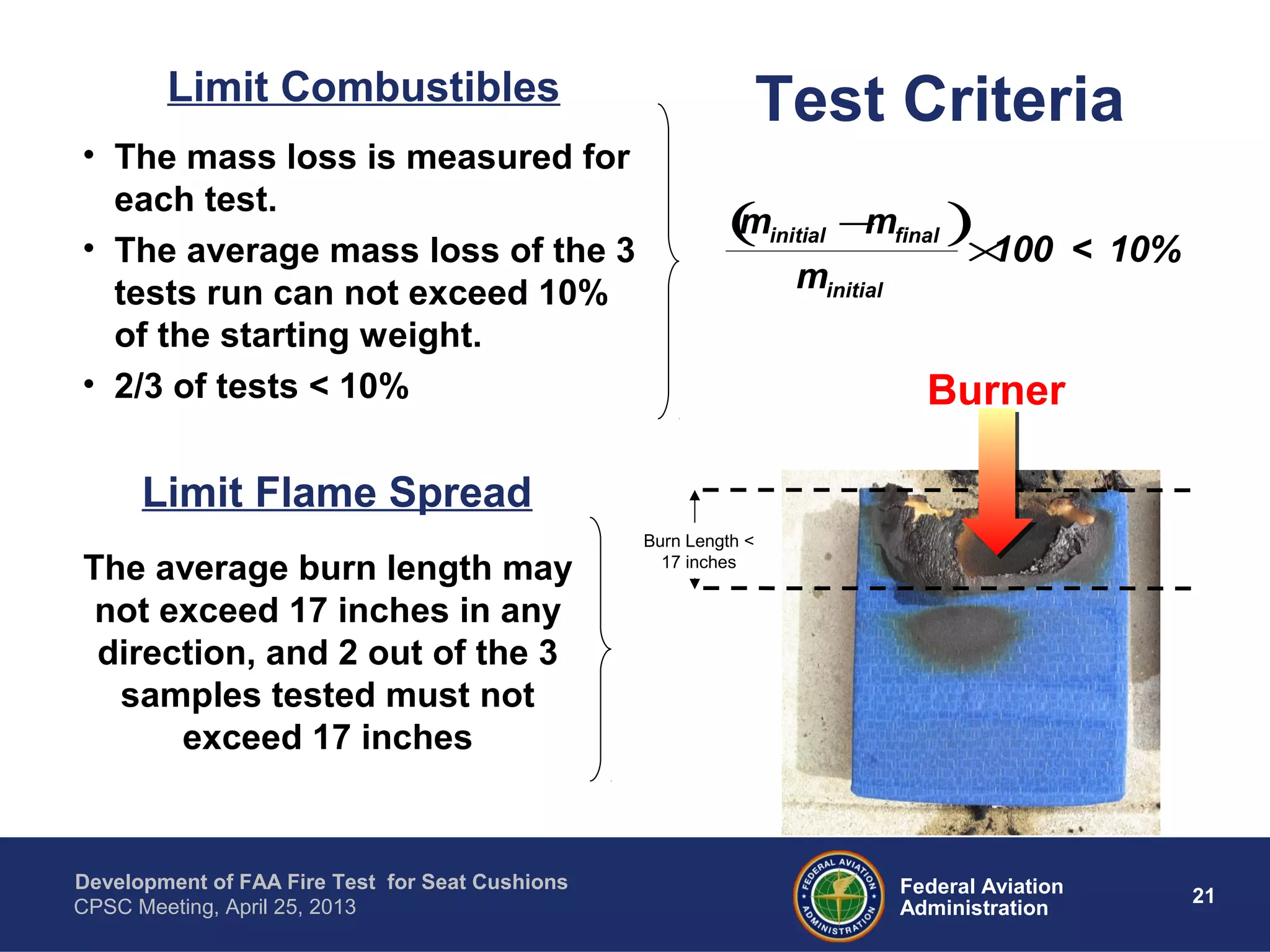 Development of Fire Test for Aircraft Seat Cushions | PPT