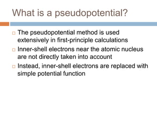 Development of highly accurate pseudopotential method and its ...