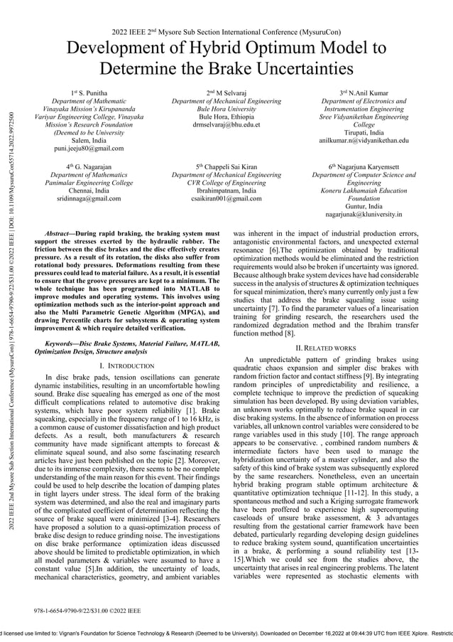 Development of Hybrid Optimum Model to Determine the Brake Uncertainties | PDF