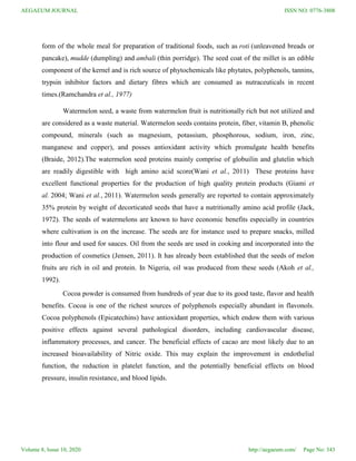 Development of Innovative Finger Millet-Watermelon Seed Powder Drink ...