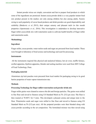 Development of Innovative Finger Millet-Watermelon Seed Powder Drink ...