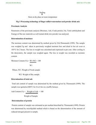 Development of Innovative Finger Millet-Watermelon Seed Powder Drink ...