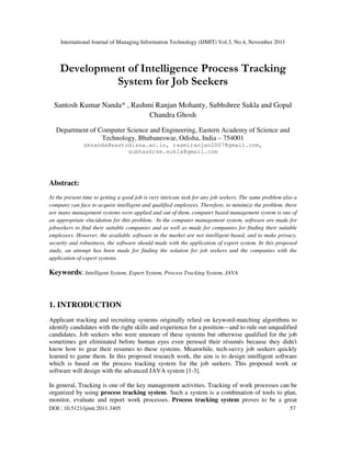 Development of Intelligence Process Tracking System for Job Seekers | PDF