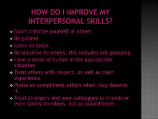 Development of interpersonal skills | PPTX