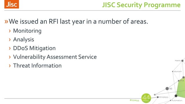 Development of Jisc security programme - Networkshop44 | PPT