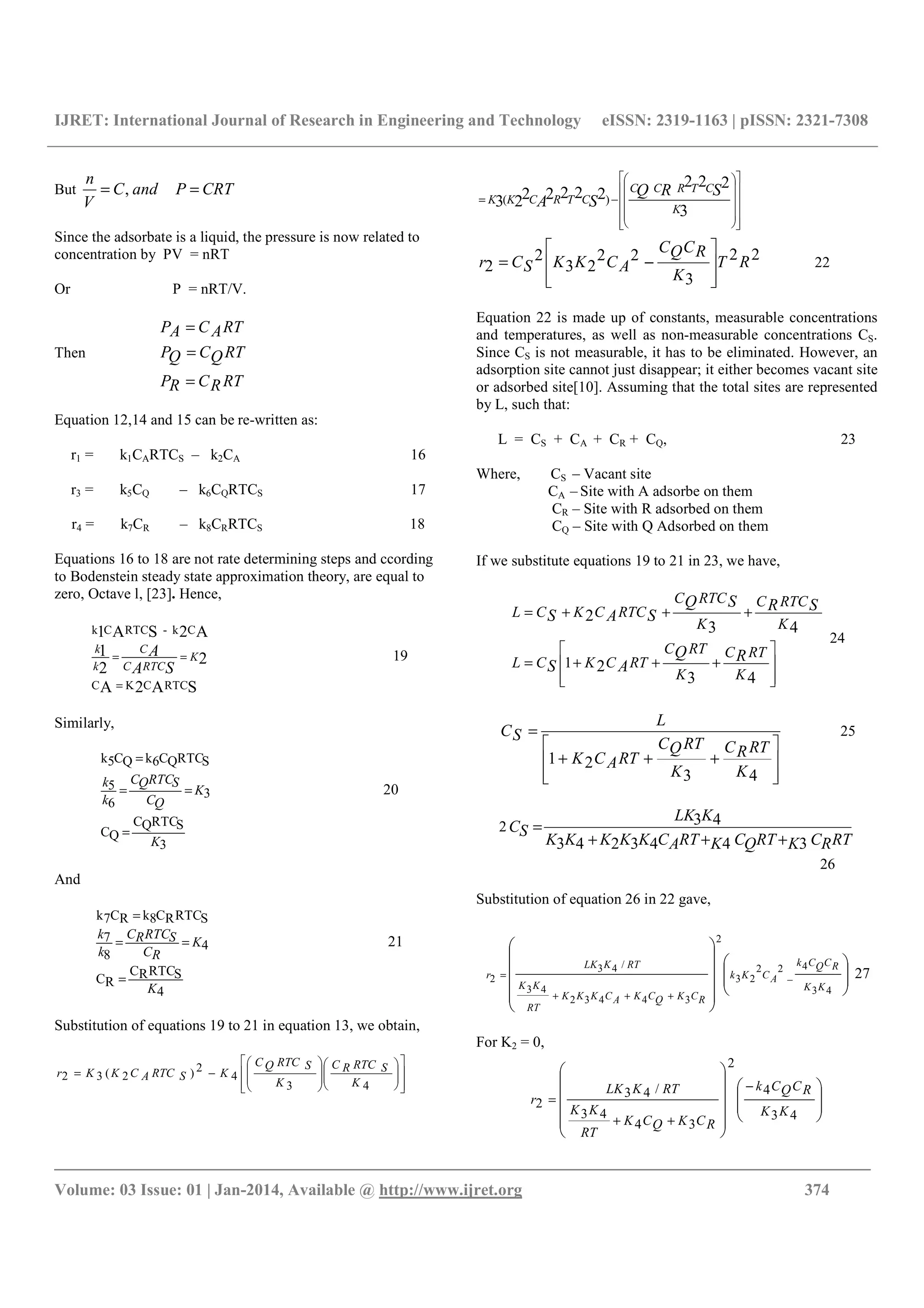 Development of kinetic model for adsorption of | PDF