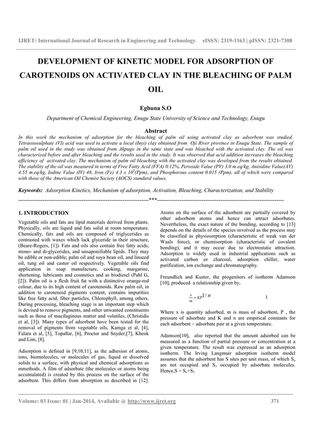 Development of kinetic model for adsorption of | PDF