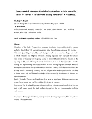 Development of language stimulation home training activity manual in ...