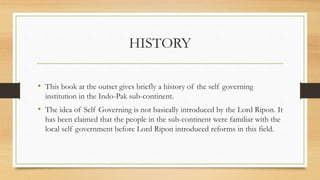 Development of local self govt. in the Punjab 1882-1900 | PPT