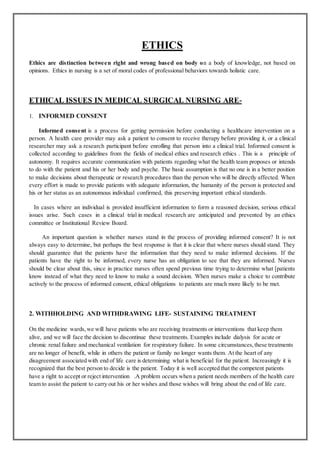 Development of med surg in india, current concept of health, ethical ...