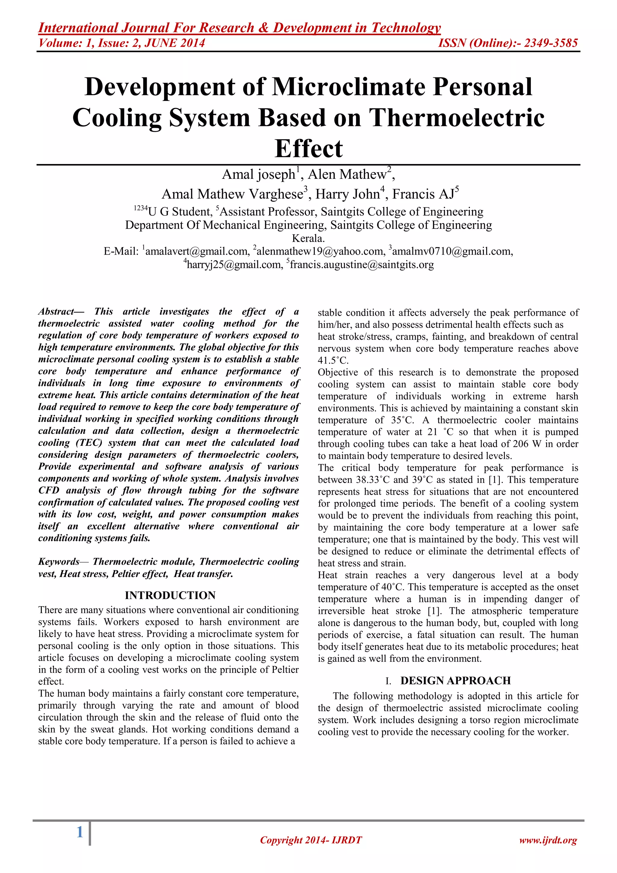 Development of microclimate personal cooling system based on ...
