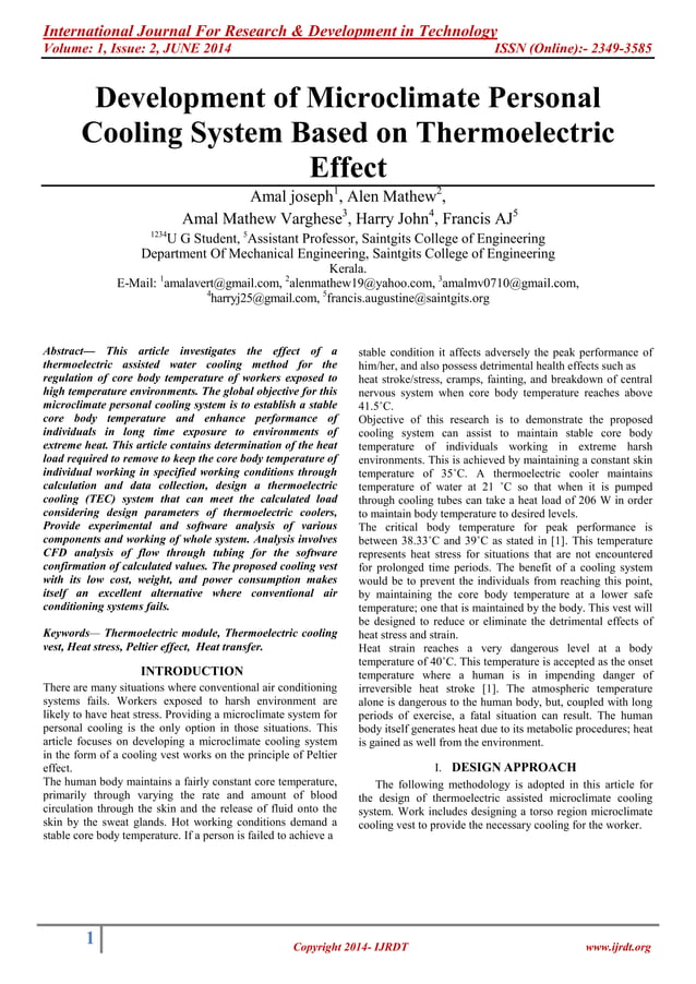 Development of microclimate personal cooling system based on ...