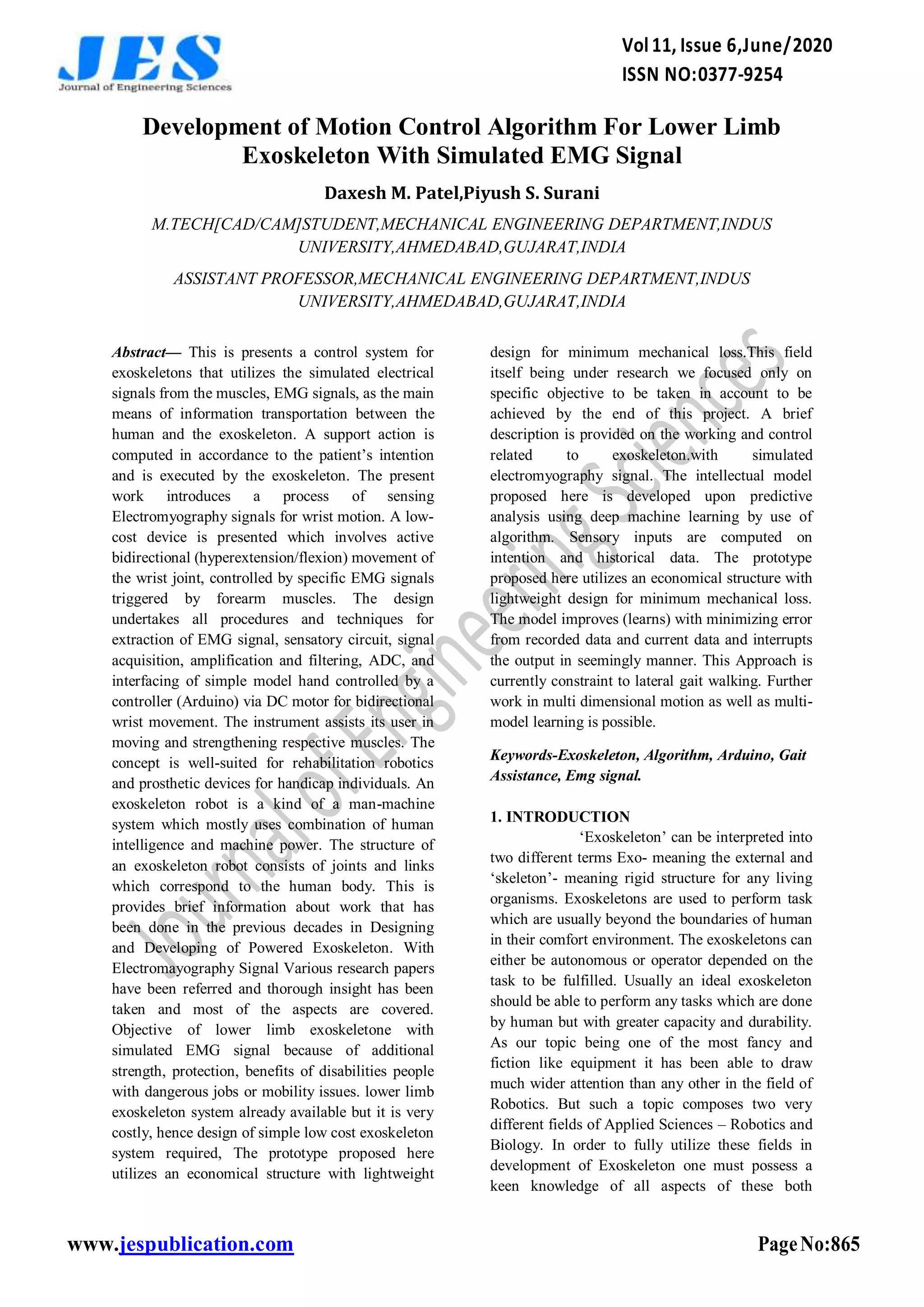 DEVELOPMENT OF MOTION CONTROL ALGORITHM FOR LOWER LIMB EXOSKELETONE WITH SIMULATED EMG SIGNAL.pdf