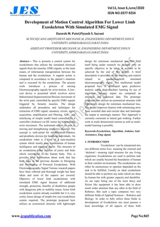 DEVELOPMENT OF MOTION CONTROL ALGORITHM FOR LOWER LIMB EXOSKELETONE ...