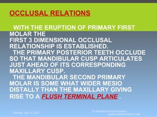 DEVELOPMENT OF NORMAL OCCLUSION | PPT
