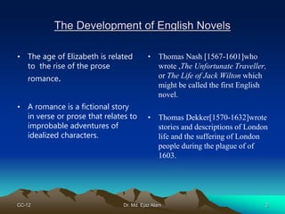 Development of novels, brief history of novel ppt | PPT