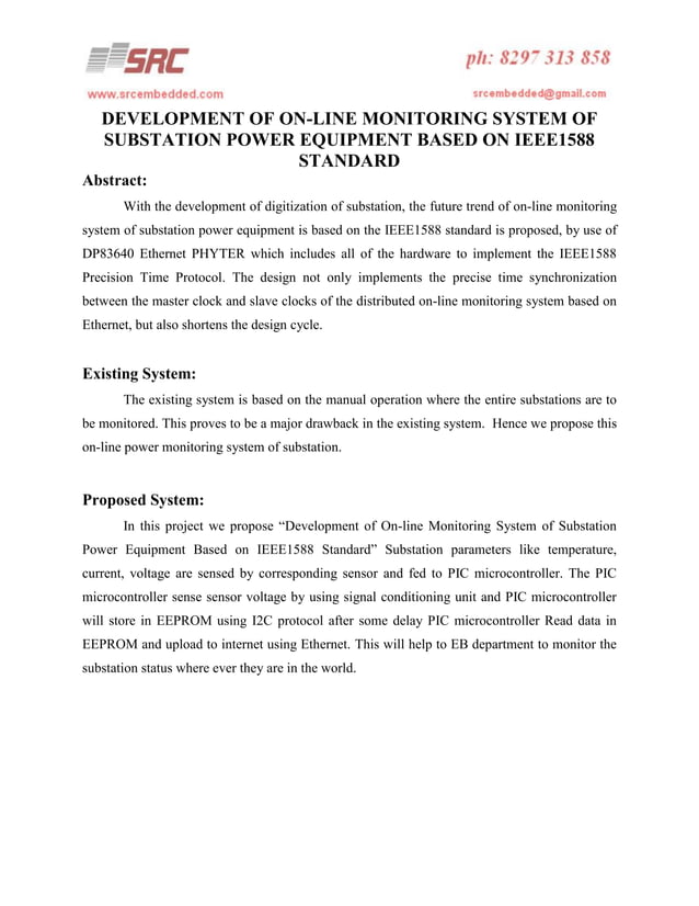Development of on line monitoring system of substation power equipment based on ieee1588 ...