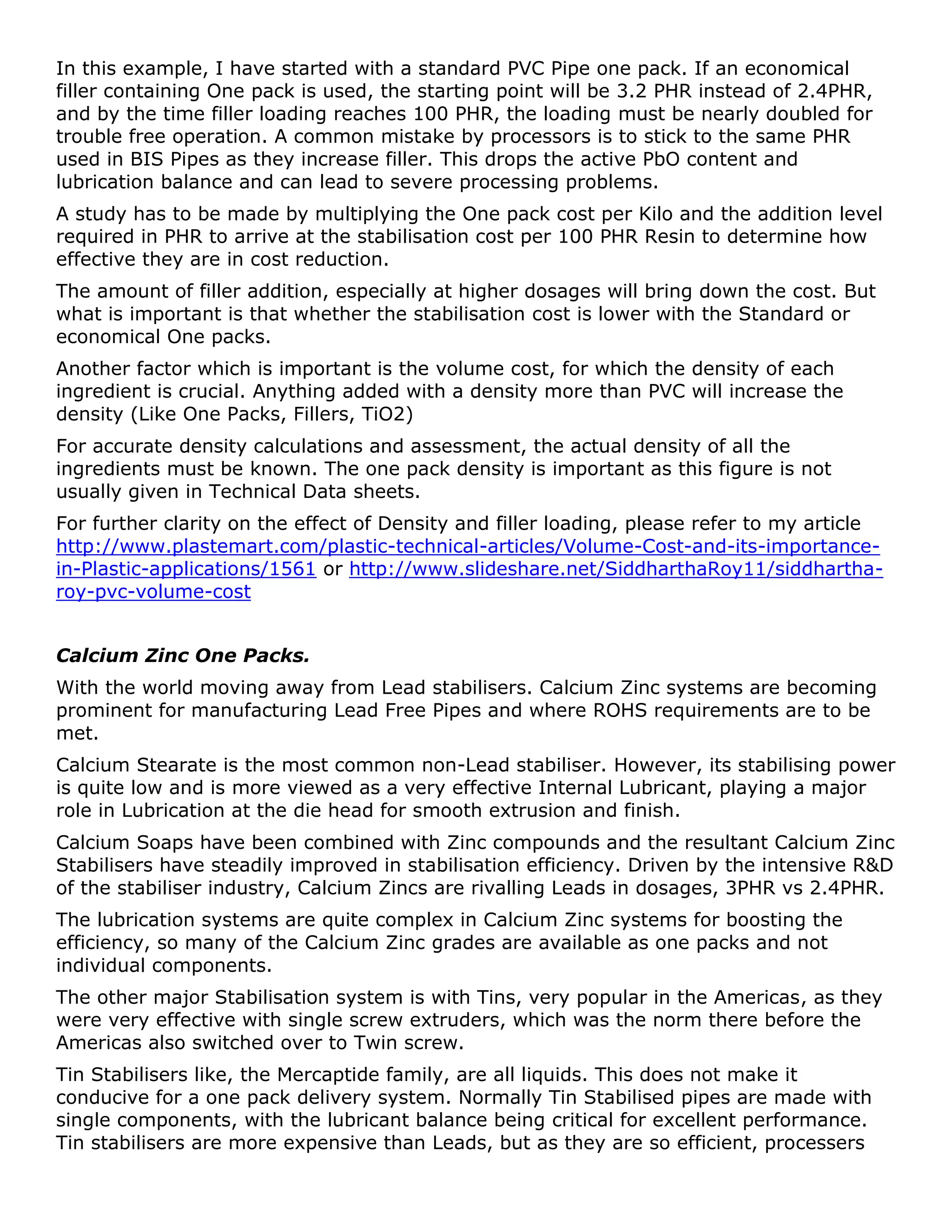 Development of one pack stabiliser systems | PDF