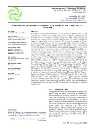 DEVELOPMENT OF PASSENGER’S WAITING TIME MODEL AT BUS PUBLIC TRANSIT TERMINAL | PDF | Rail Travel ...