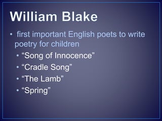 Development of poetry for children and their poem makers | PPTX