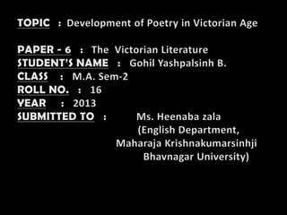 Development of poetry in victorian age | PPTX | Poetry | Books and ...