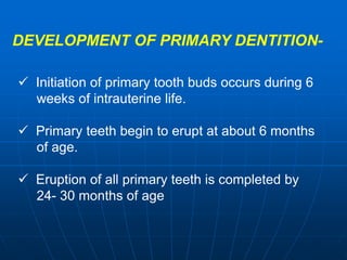 Development of primary dentition | PPT