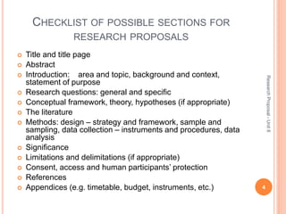 Development of research proposal unit8 | PPT