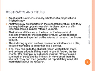 Development of research proposal unit8 | PPT