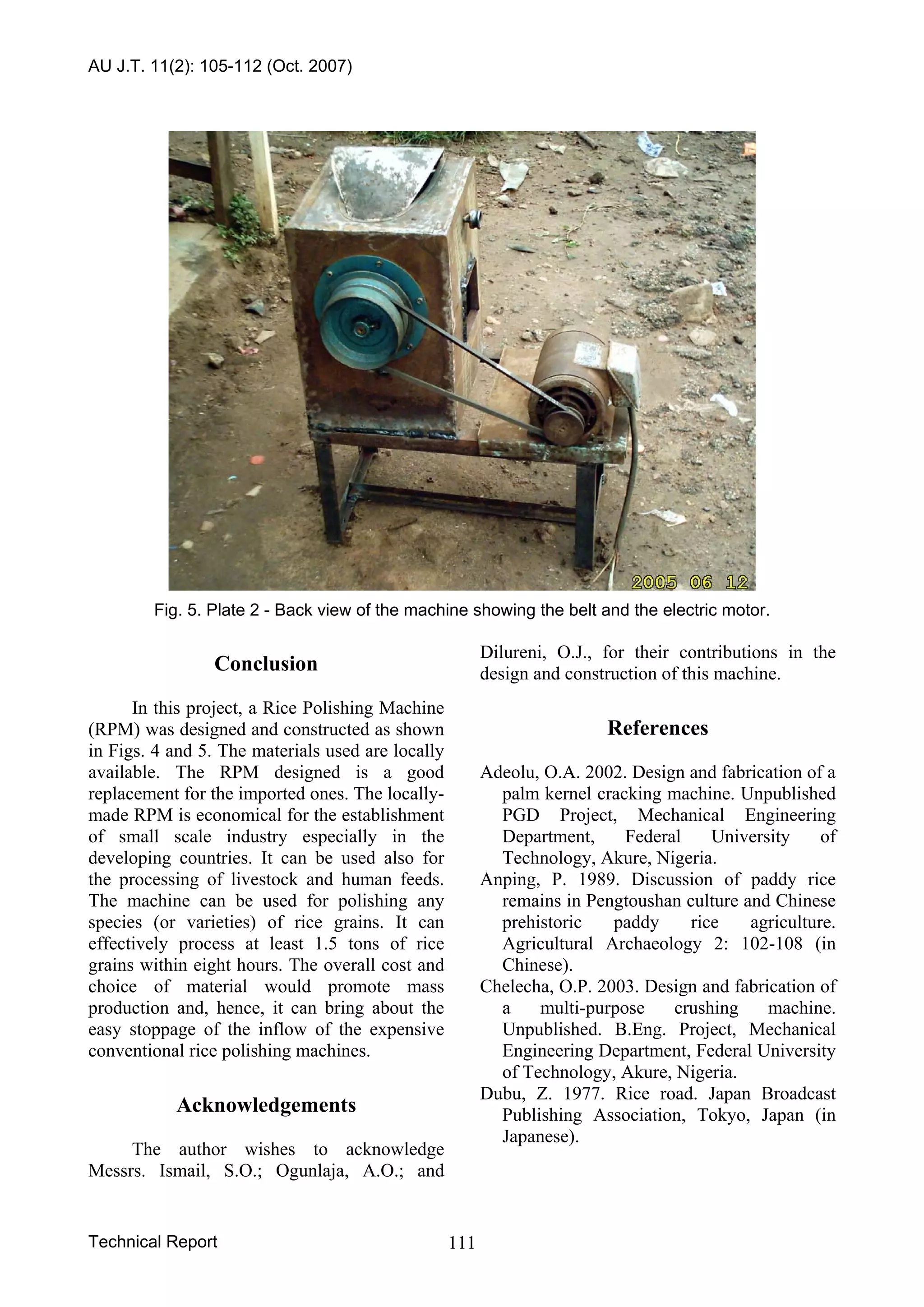 Development of rice polishing machines | PDF