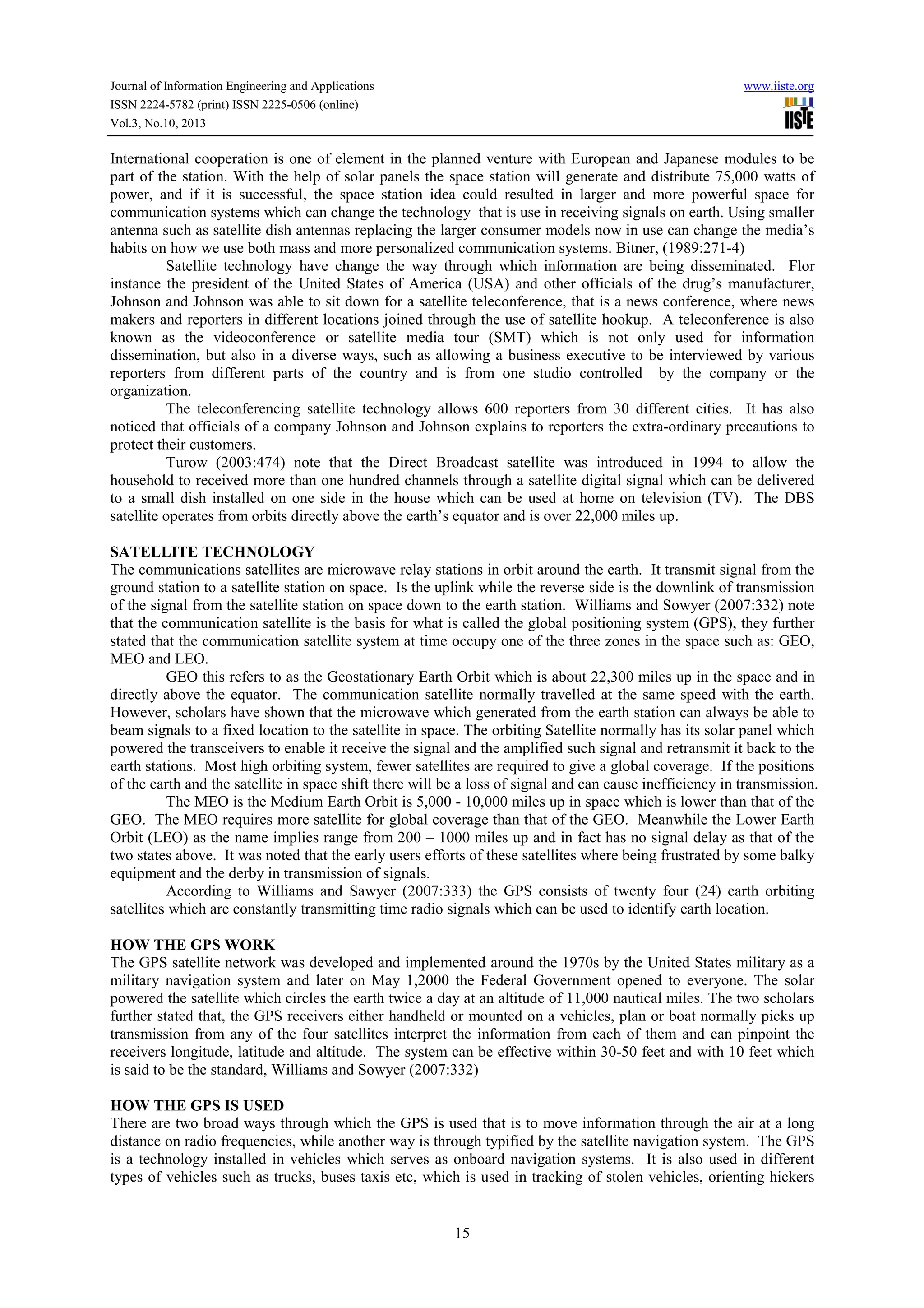 Development of satellite technology and its impact on social life | PDF