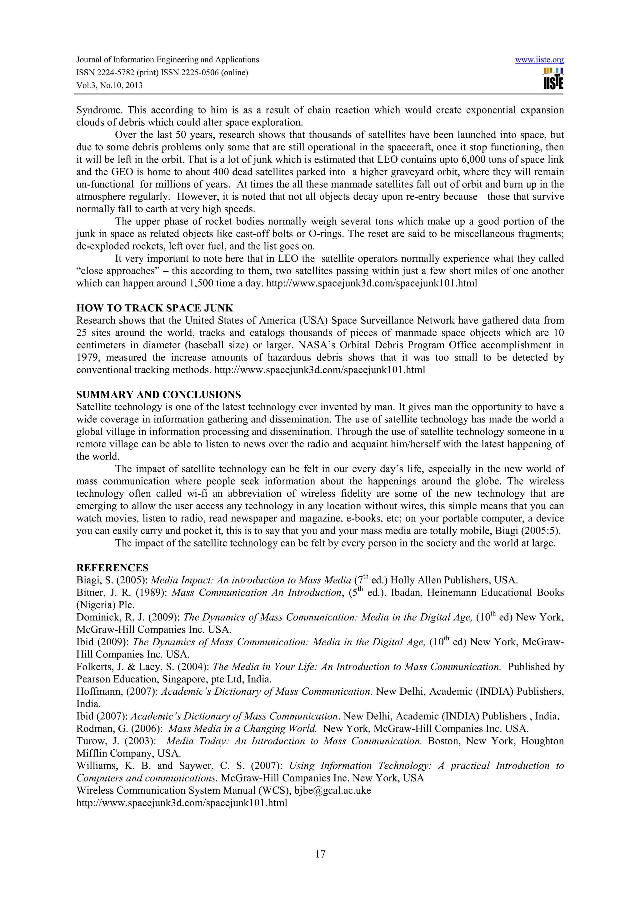 Development of satellite technology and its impact on social life | PDF