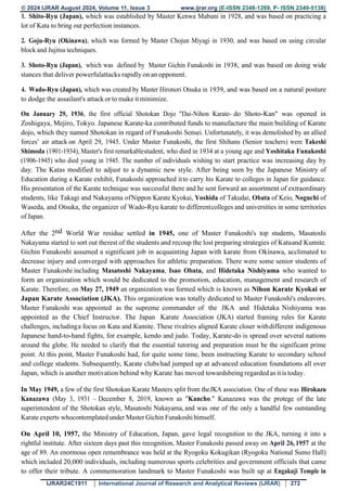 Development of Shotokan Karate, a chronology by Karate Coach Dr ...