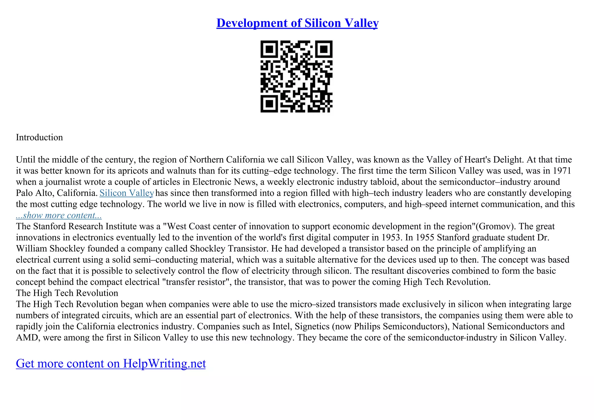 Development Of Silicon Valley | PPT