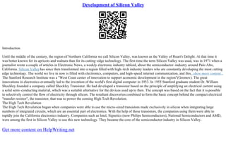 Development Of Silicon Valley | PPT