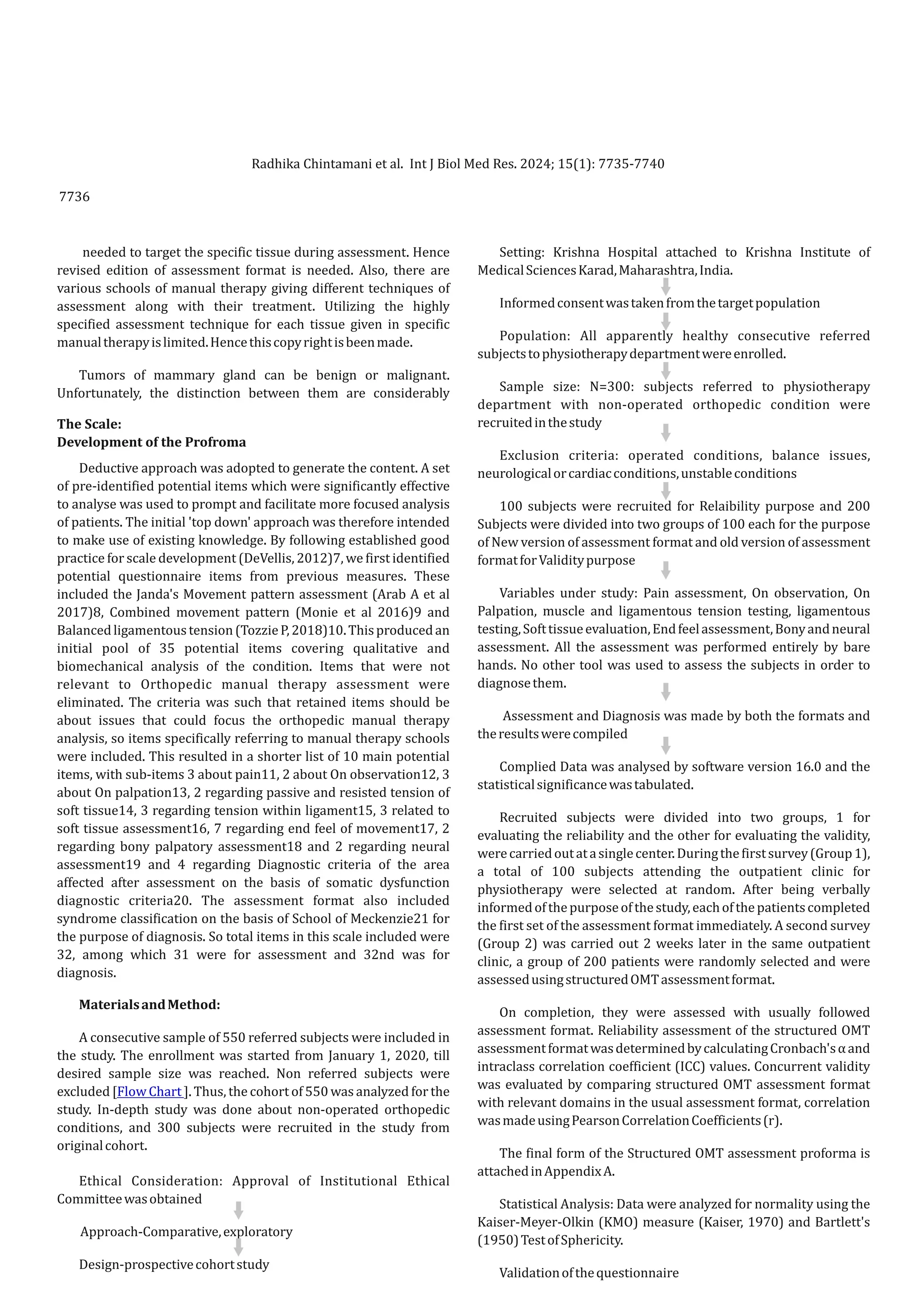 Development of structured orthopedic manual therapy assessment proforma ...