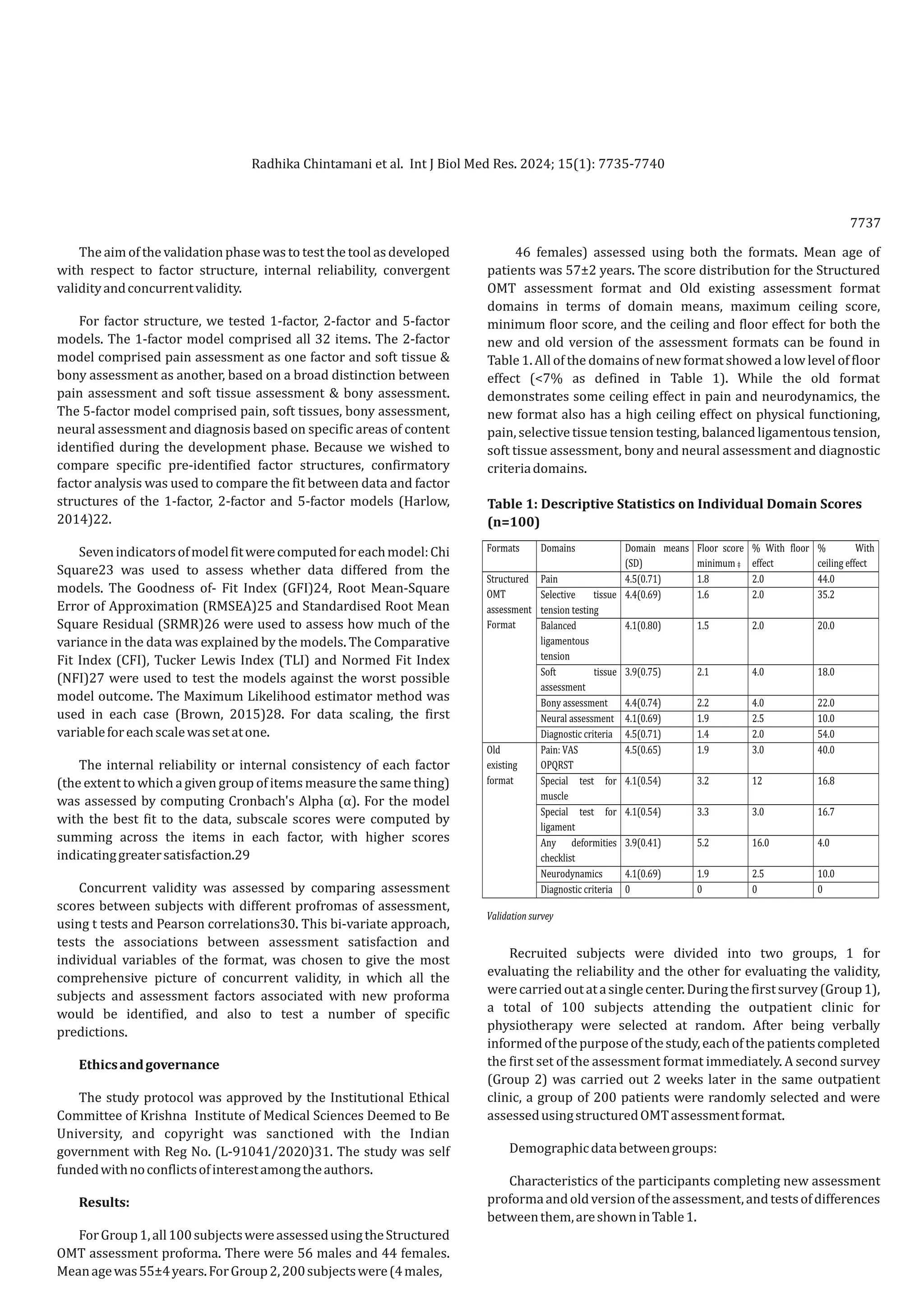 Development of structured orthopedic manual therapy assessment proforma ...