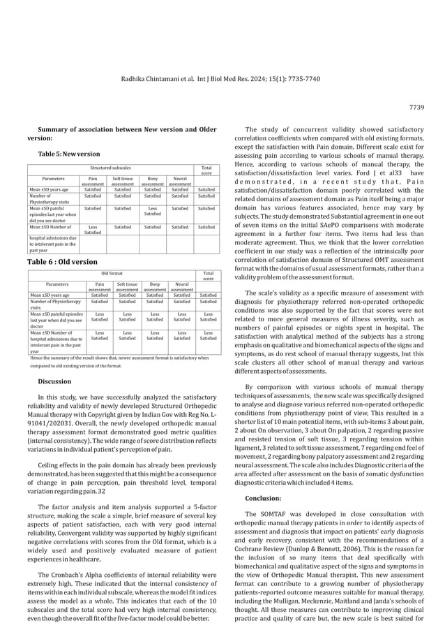 Development of structured orthopedic manual therapy assessment proforma ...