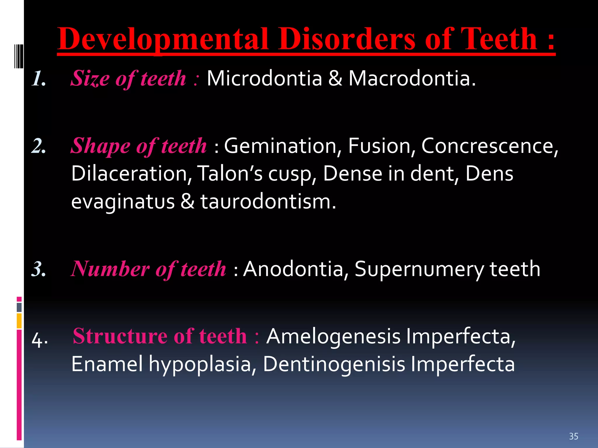 Development of teeth and developmental defects | PPTX