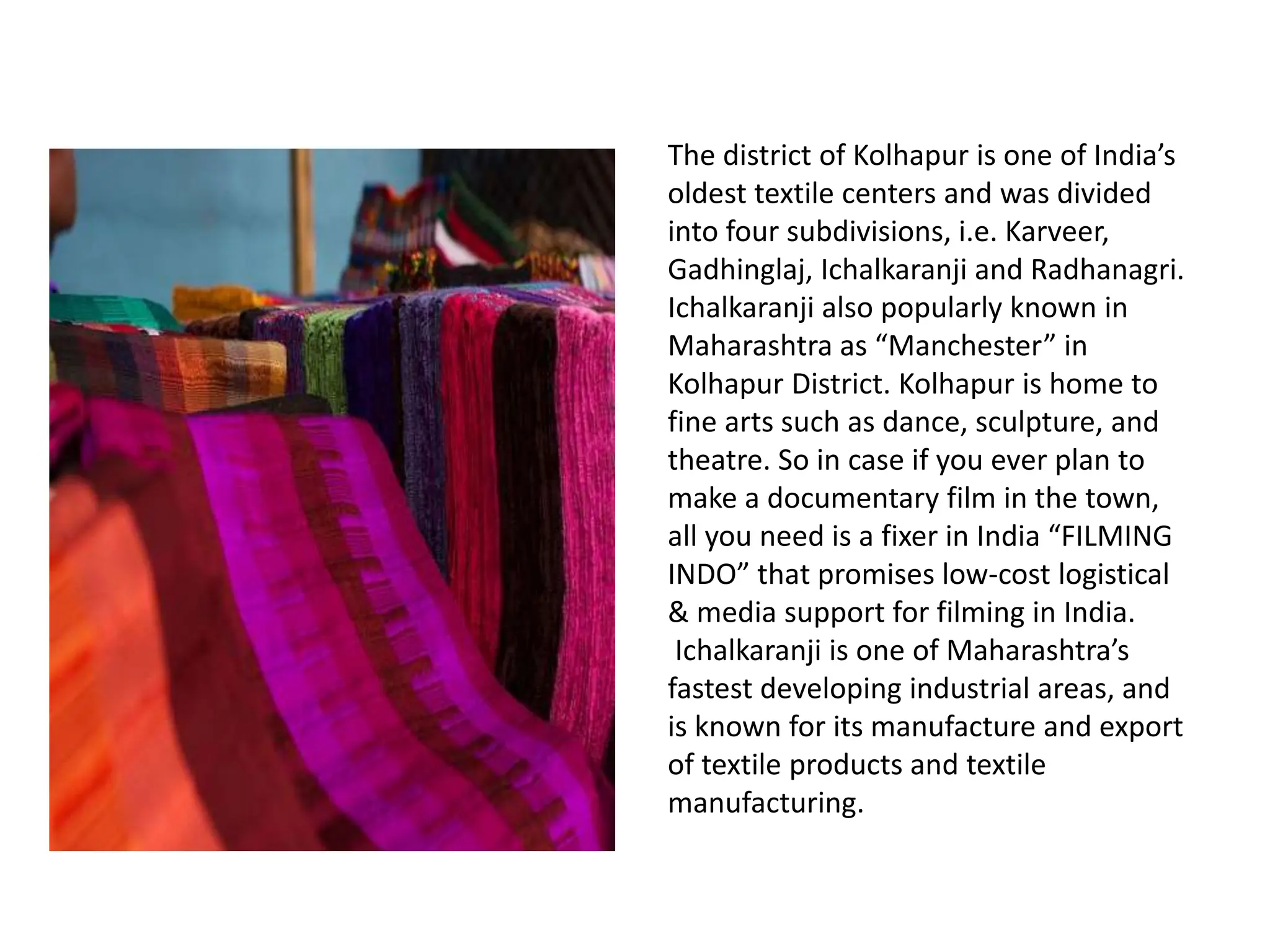 DEVELOPMENT OF TEXTILE INDUSRTY IN KOLHAPUR.pptx