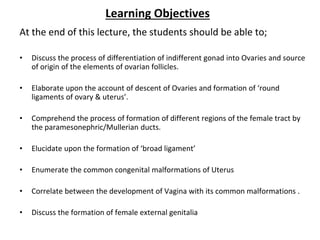 Development of the female reproductive system | PPTX