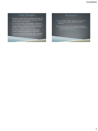 Development of the ot professional education paradigm | PDF